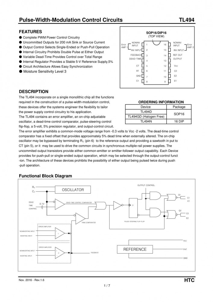 TL494N datasheet page 1