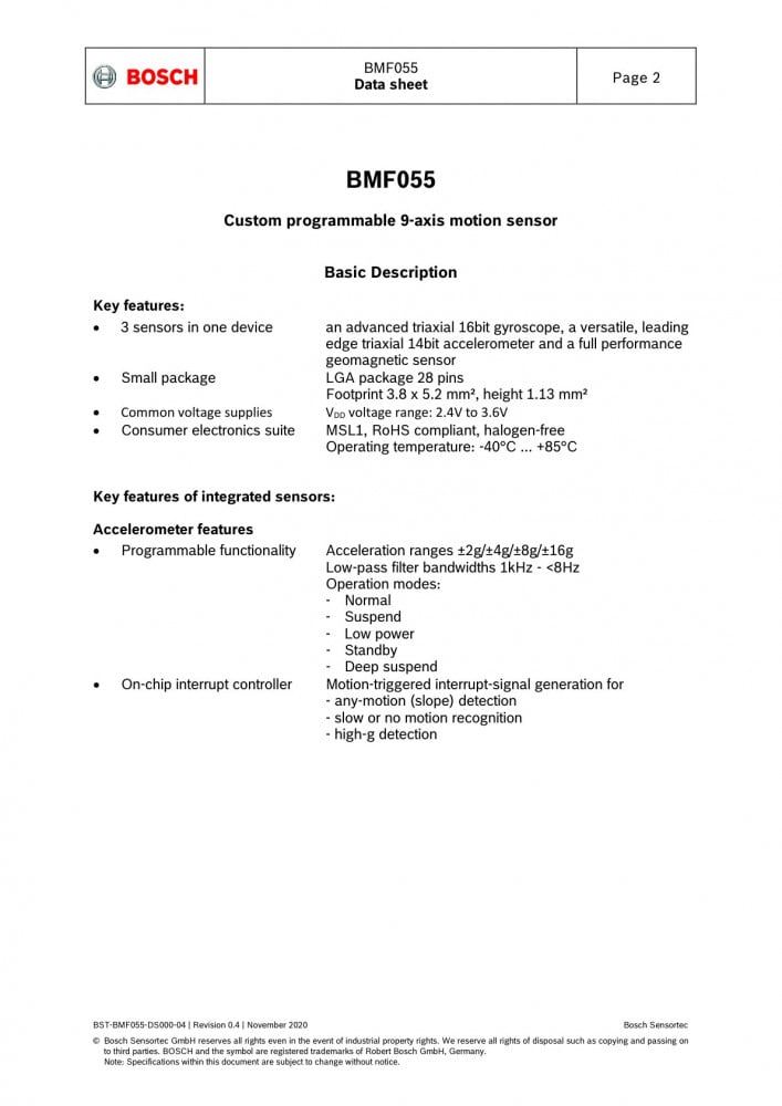BMF055 datasheet page 2