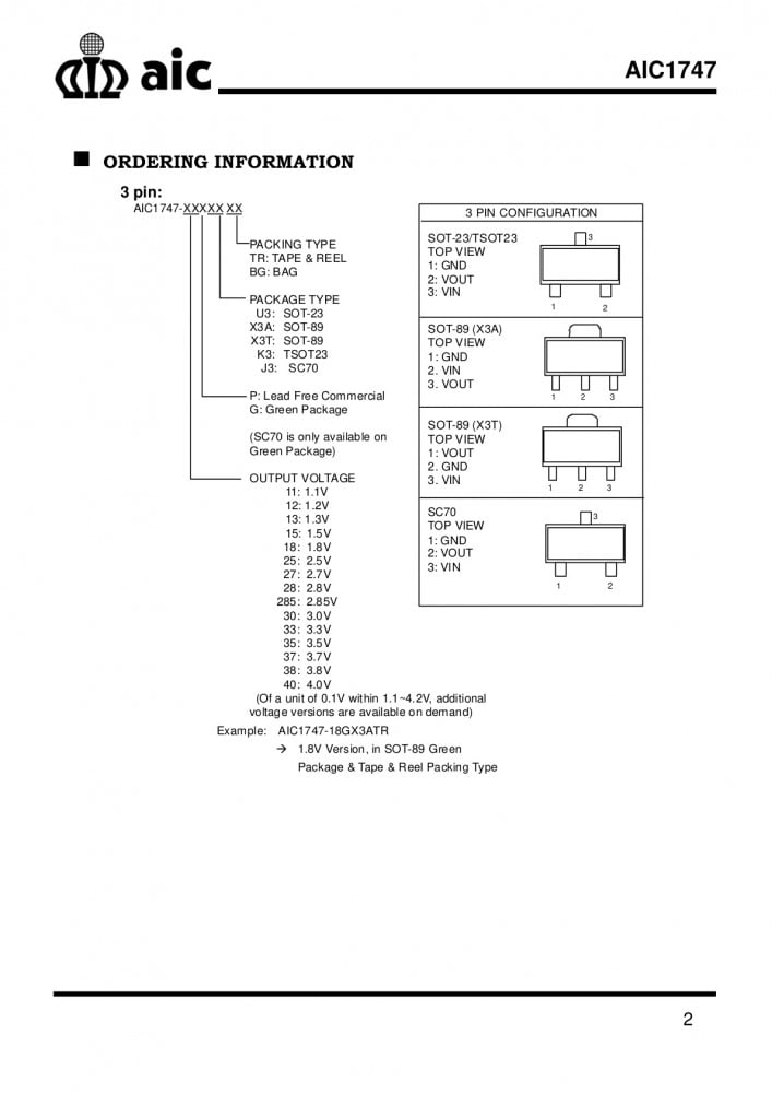 AIC1747 datasheet page 2