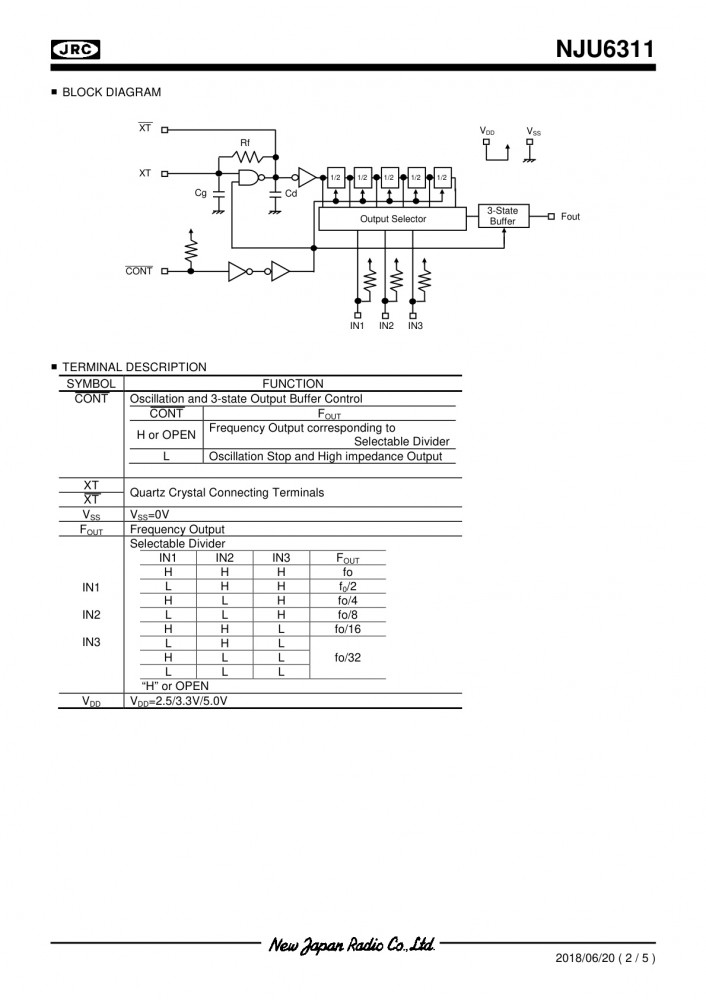 NJU6311 technical document, page 2