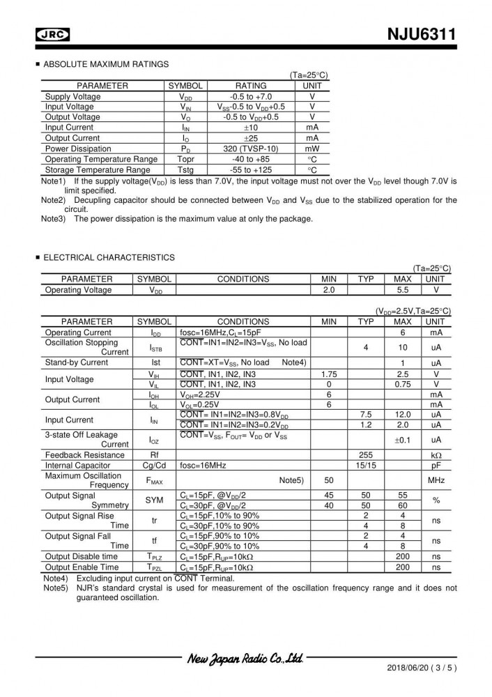 NJU6311 technical document, page 3