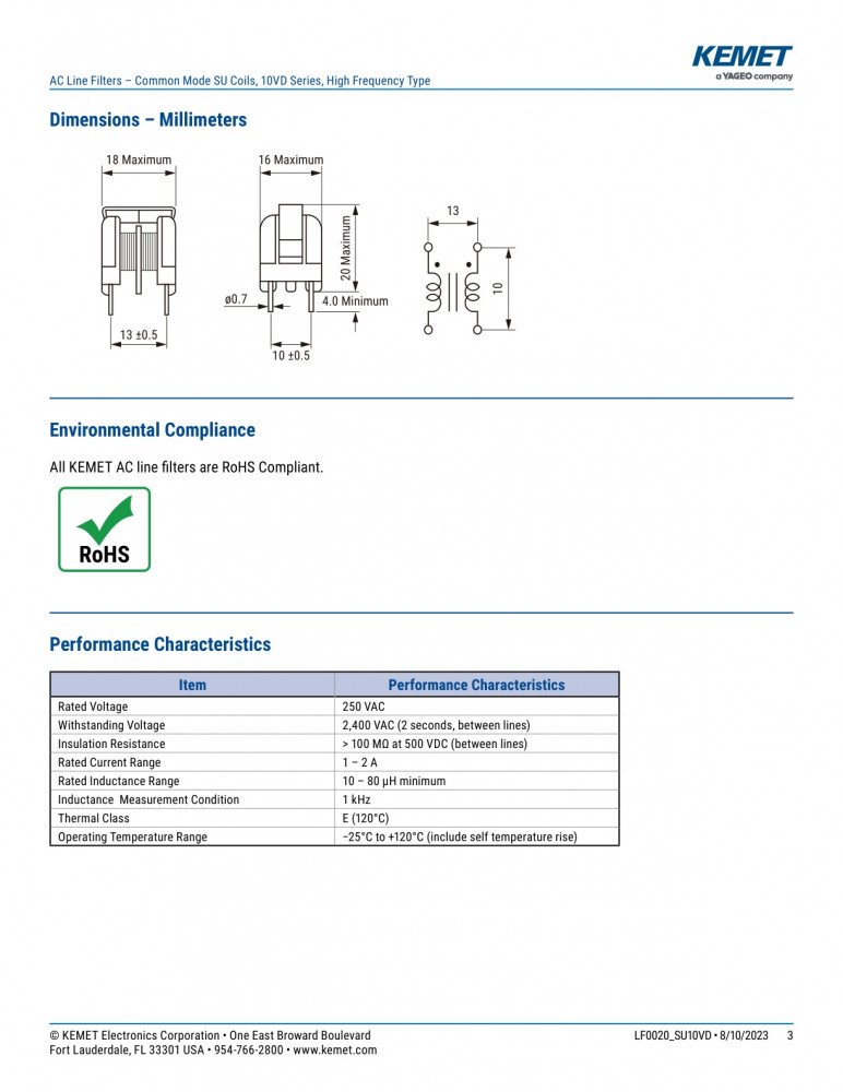 KEMET SU10VD series datasheet page 3