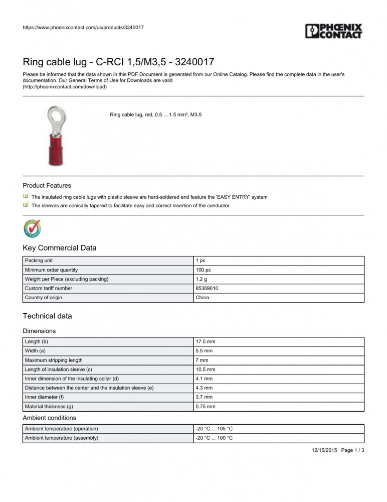 Phoenix Contact 3240017 product catalog image