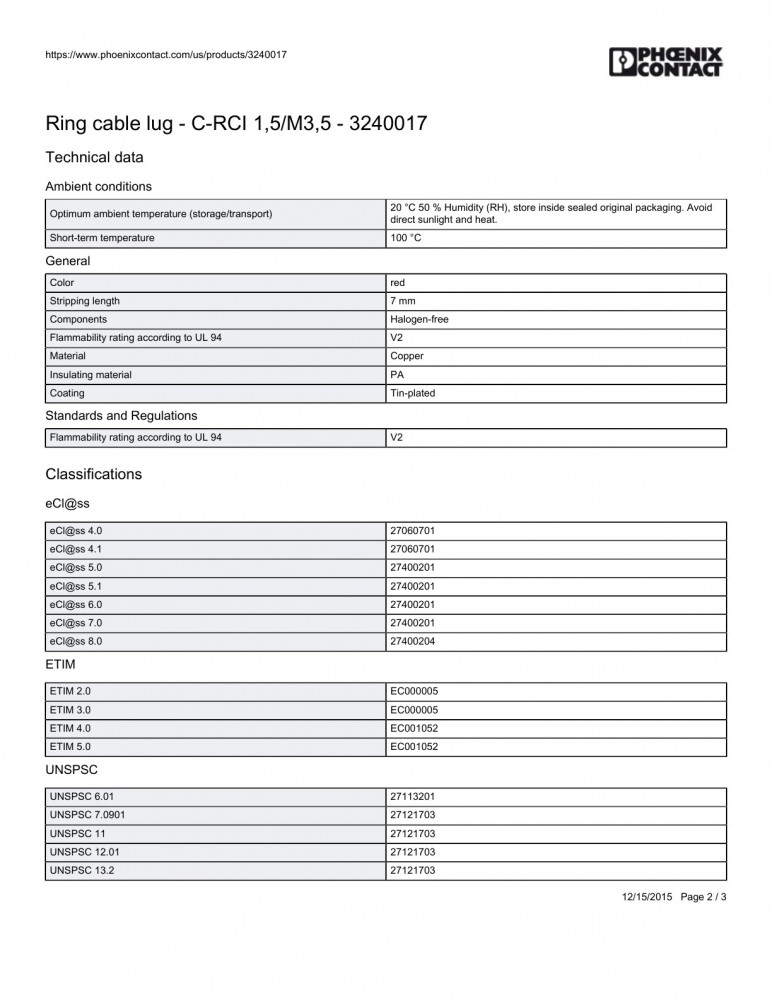 Phoenix Contact 3240017 technical data image
