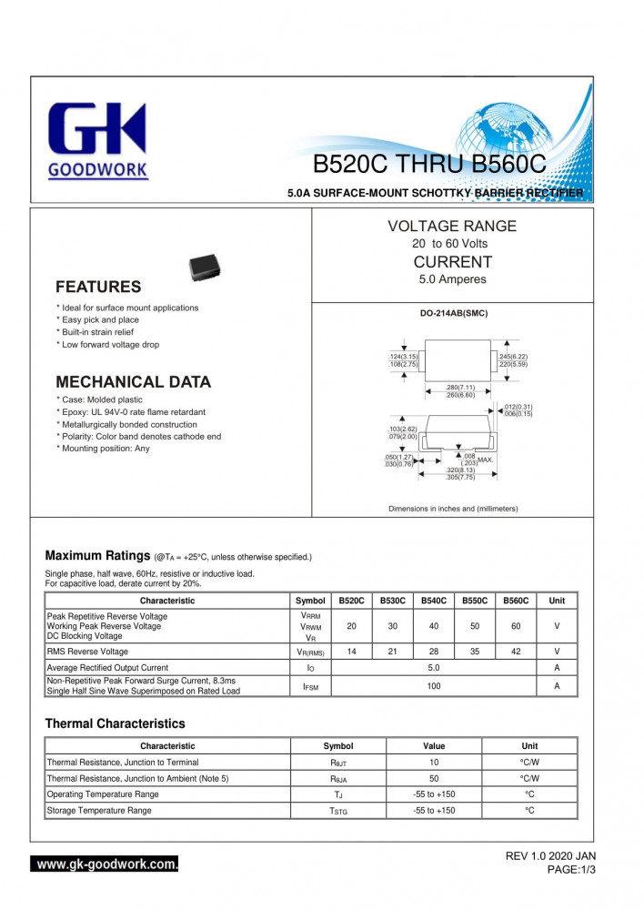 GOODWORK B550C datasheet page 1