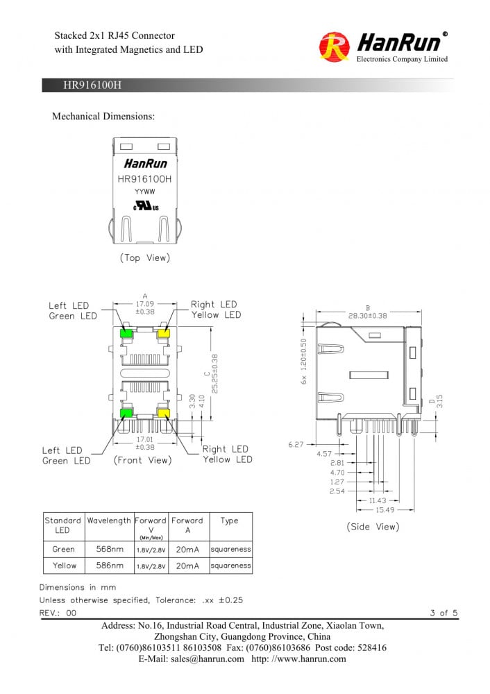 HR916100H datasheet page 3