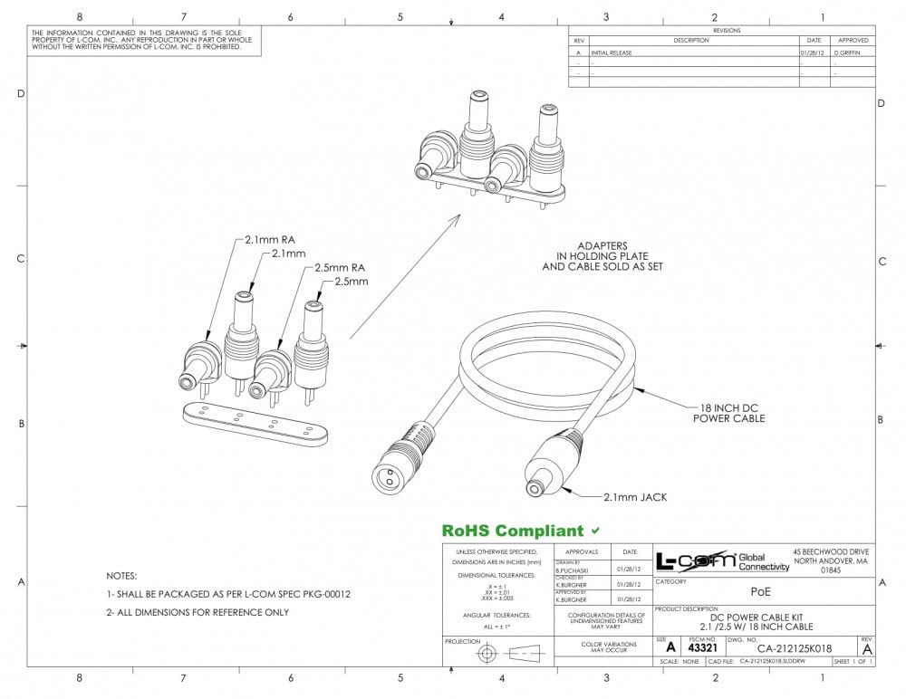 L-com CA-212125K018 technical document preview