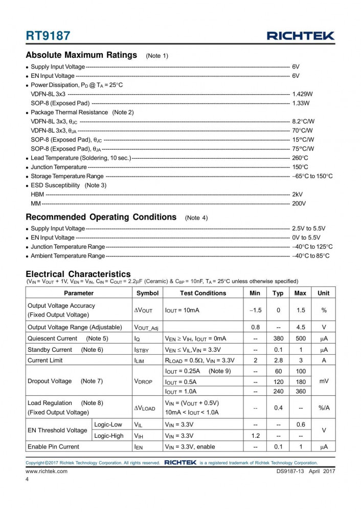 RT9187 datasheet page 4