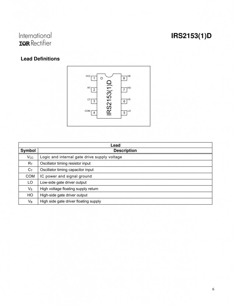 IRS21531DSTRPBF datasheet page 6