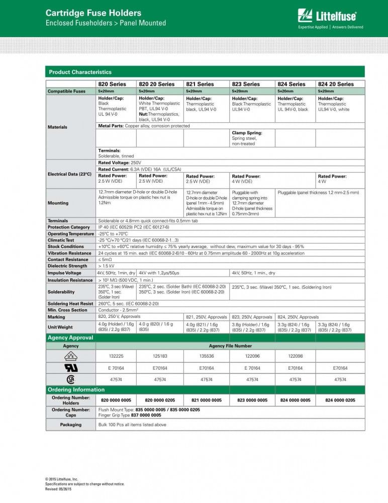 Littelfuse 83500000005 technical document page