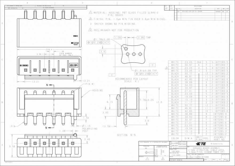 TE Connectivity 1877285-8 technical drawing preview