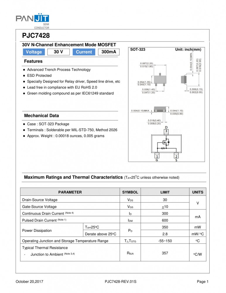 PJC7428 datasheet page 1