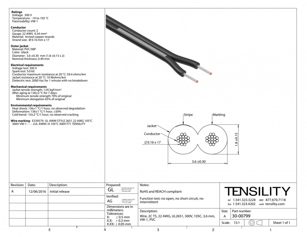 Tensility International drawing for part 30-00799