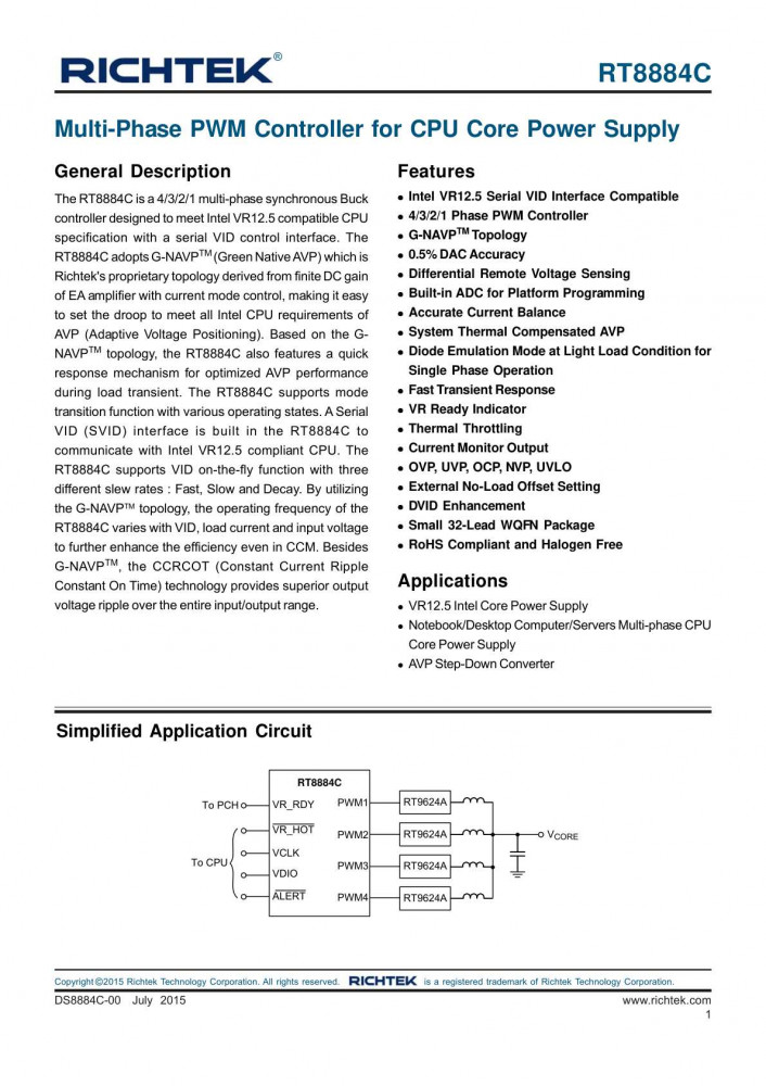 RT8884C datasheet page 1