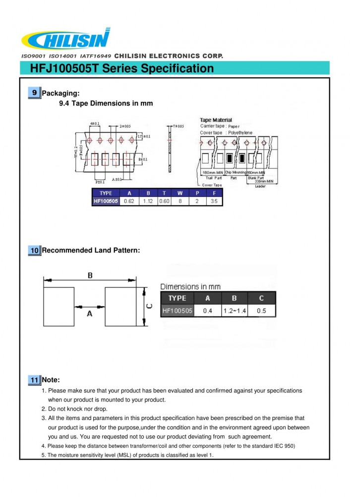 Chilisin HFJ100505T specification page 6