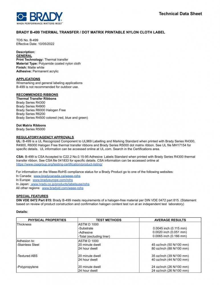 B-499 technical document page 1