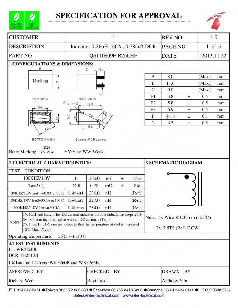 QS110809F datasheet page 1