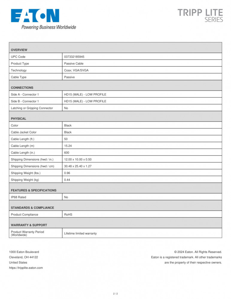 EATON P502-050-SM technical document page 2