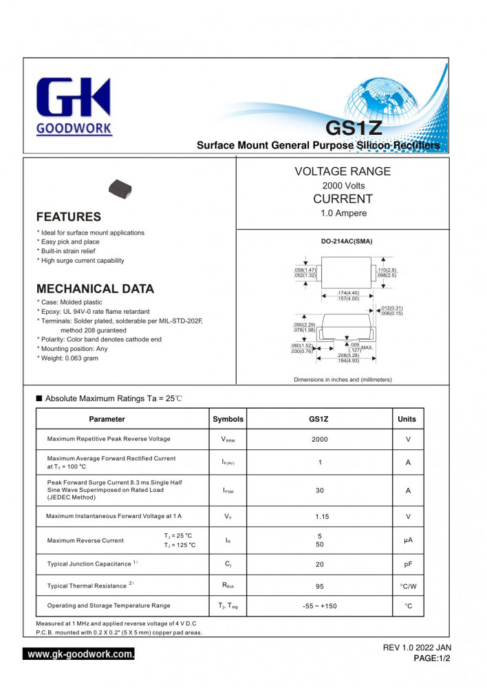 GOODWORK GS1Z datasheet page 1