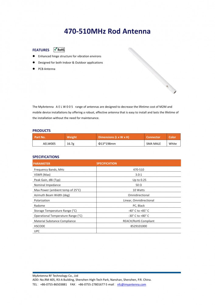 AELW005 datasheet page 1