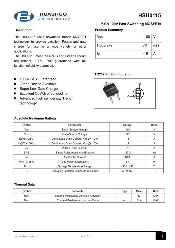HSU0115 datasheet page 1