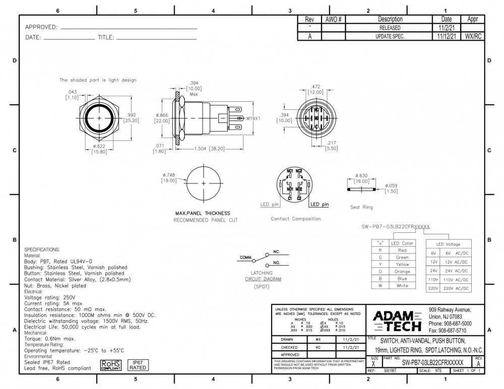 ADAM TECH SW-PB7-03LB22CFRXXXXX product drawing preview