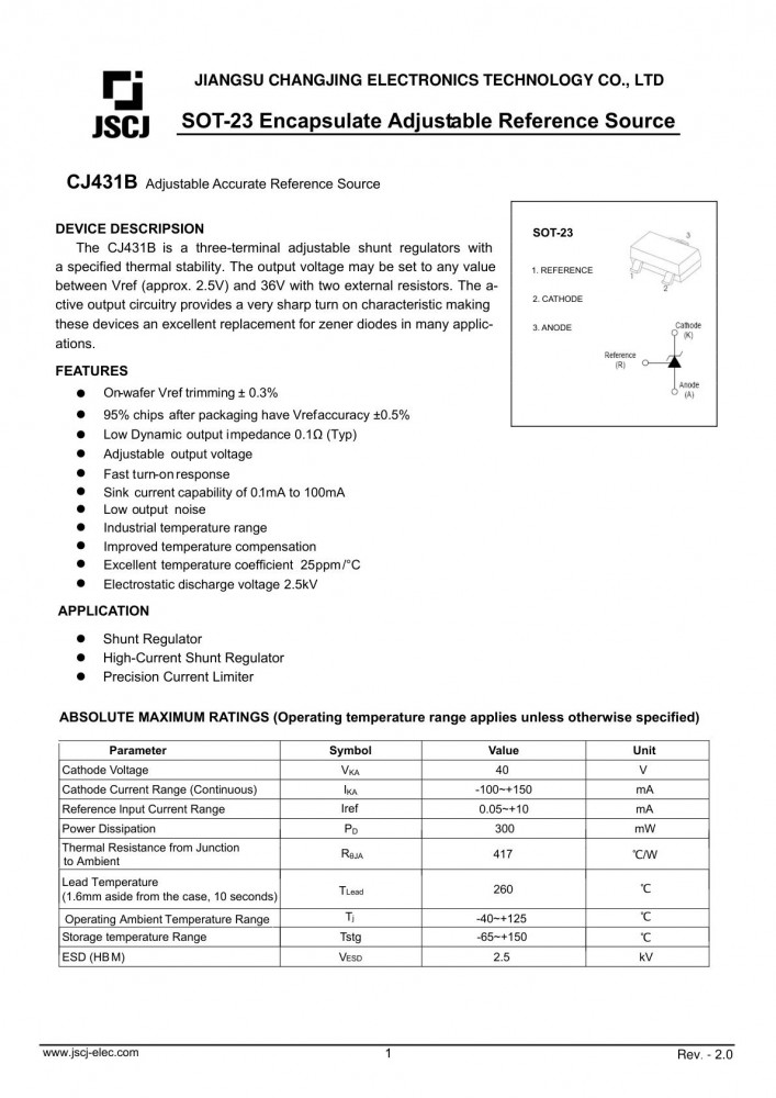 CJ431B datasheet page 1