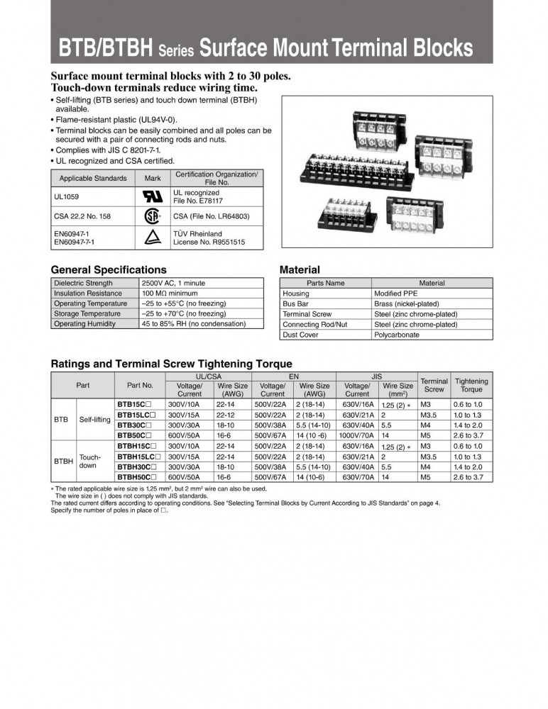 IDEC BTB30C8 technical document page 1