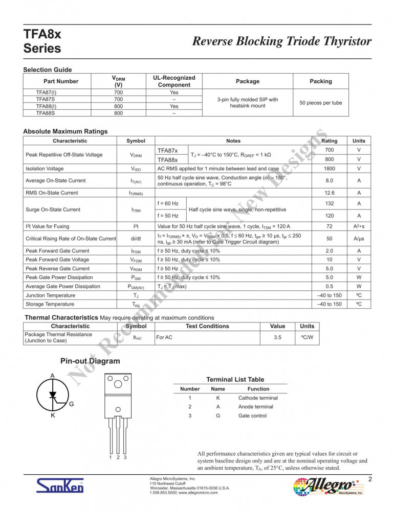 TFA88S technical document page 2