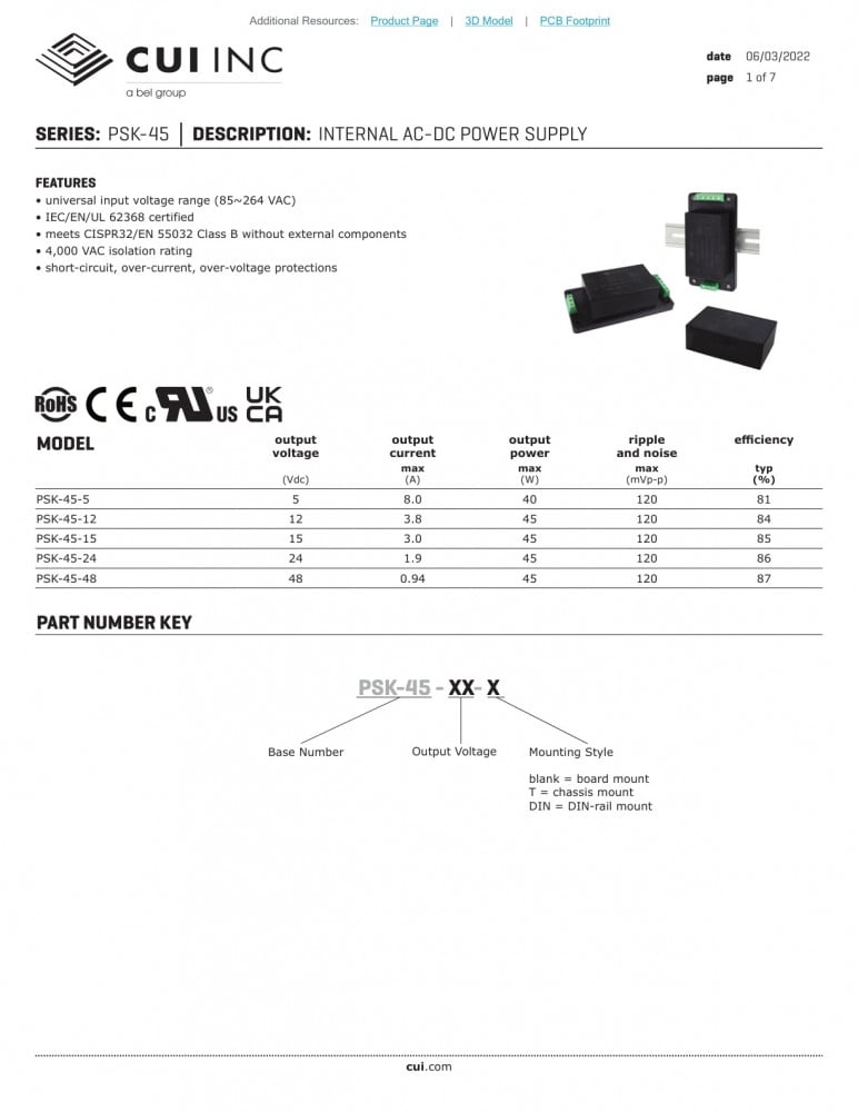 PSK-45-5 datasheet page 1