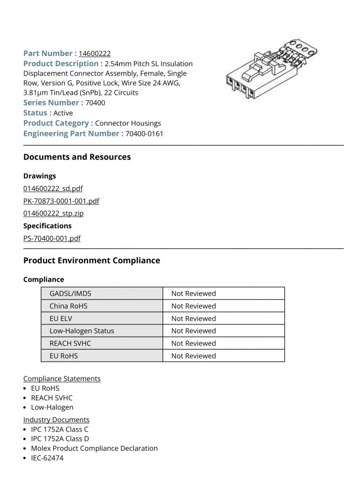 Molex product specification reference page 1