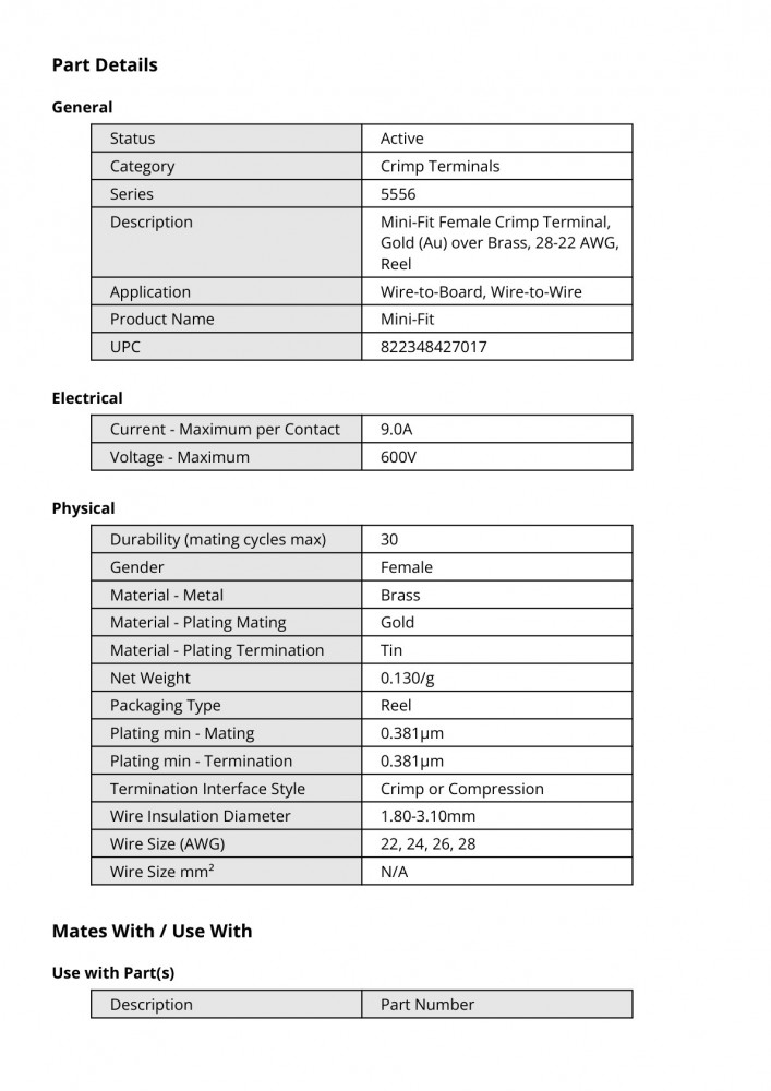 Molex Mini-Fit Jr. specification document page 2