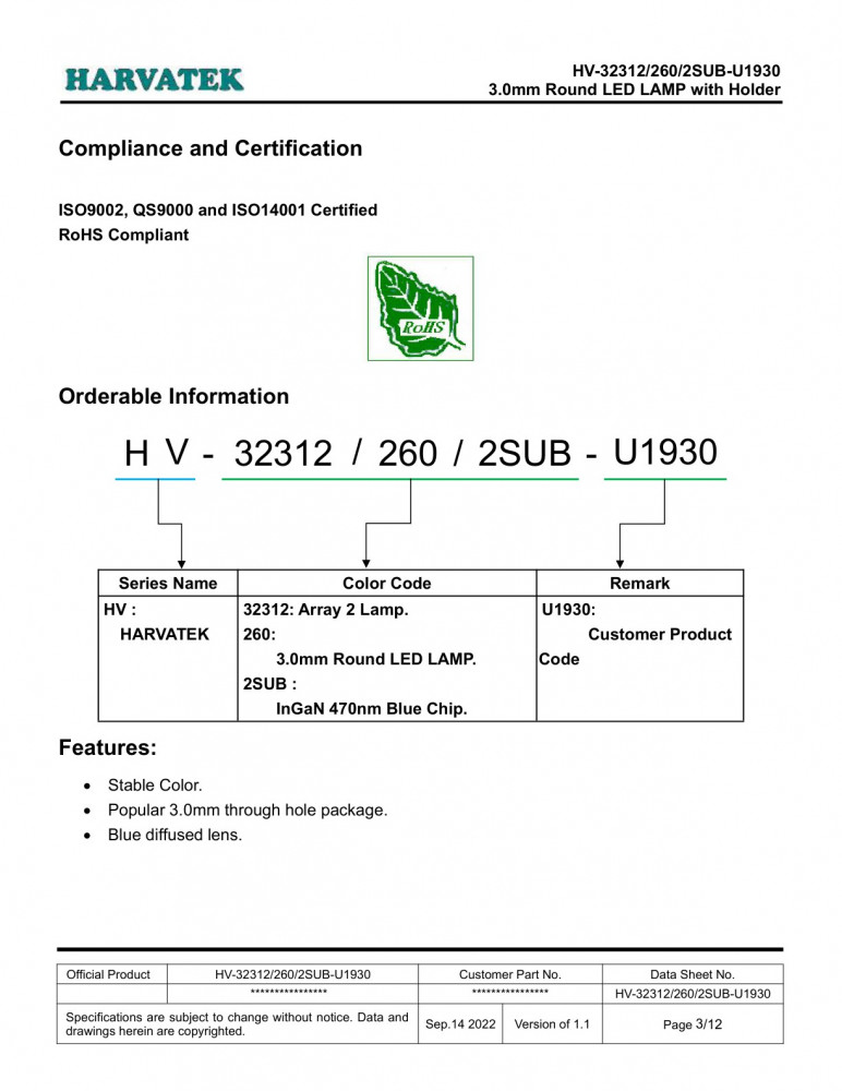 HV-32312/260/2SUB-U1930 datasheet page 3