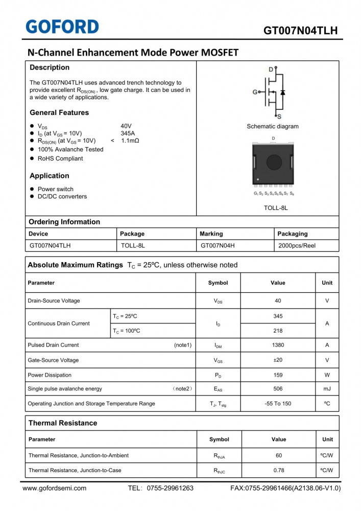 GT007N04TLH datasheet page 1