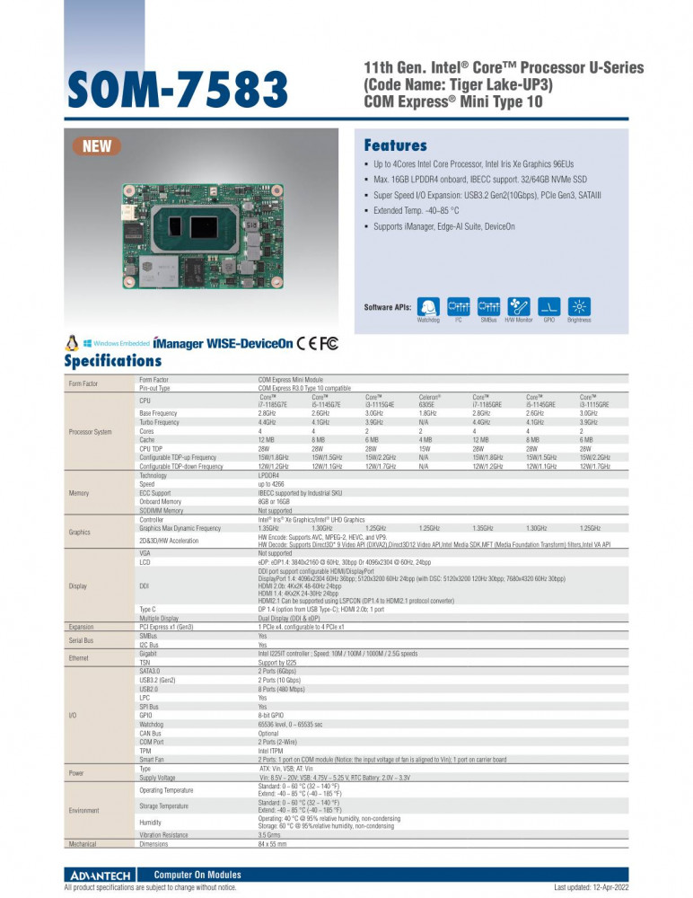 SOM-7583 technical document page 1