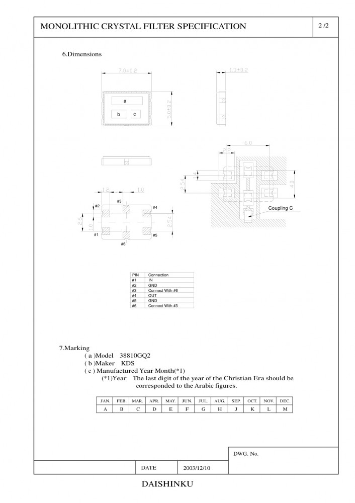 KDS 1D38810GQ2 dimensions and marking page