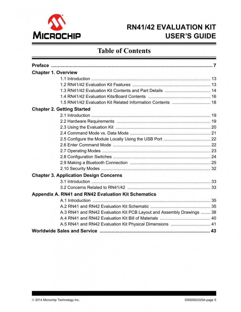 RN41/42 Evaluation Kit User's Guide page 5