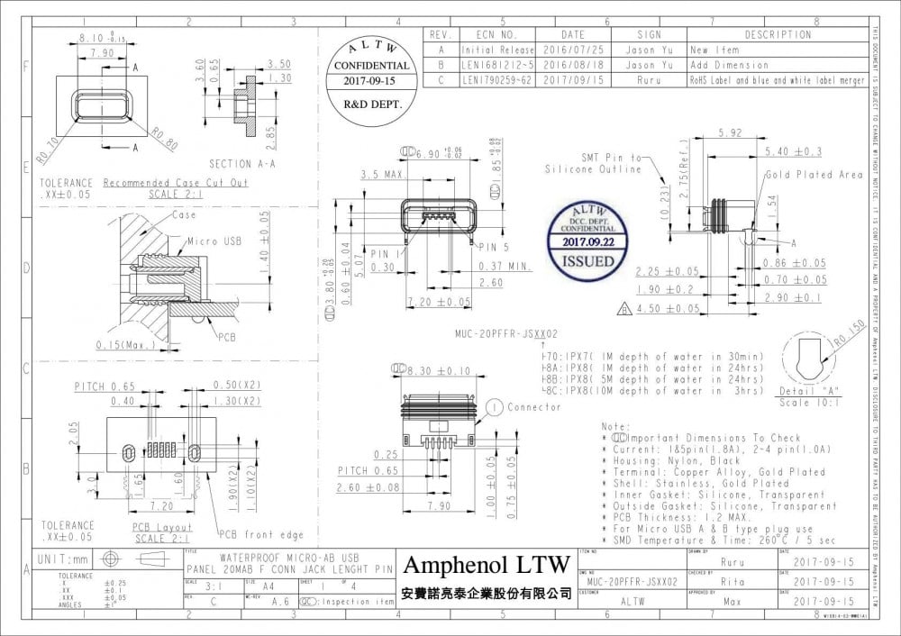 MUC-20PFFR-JS7002 drawing page 1