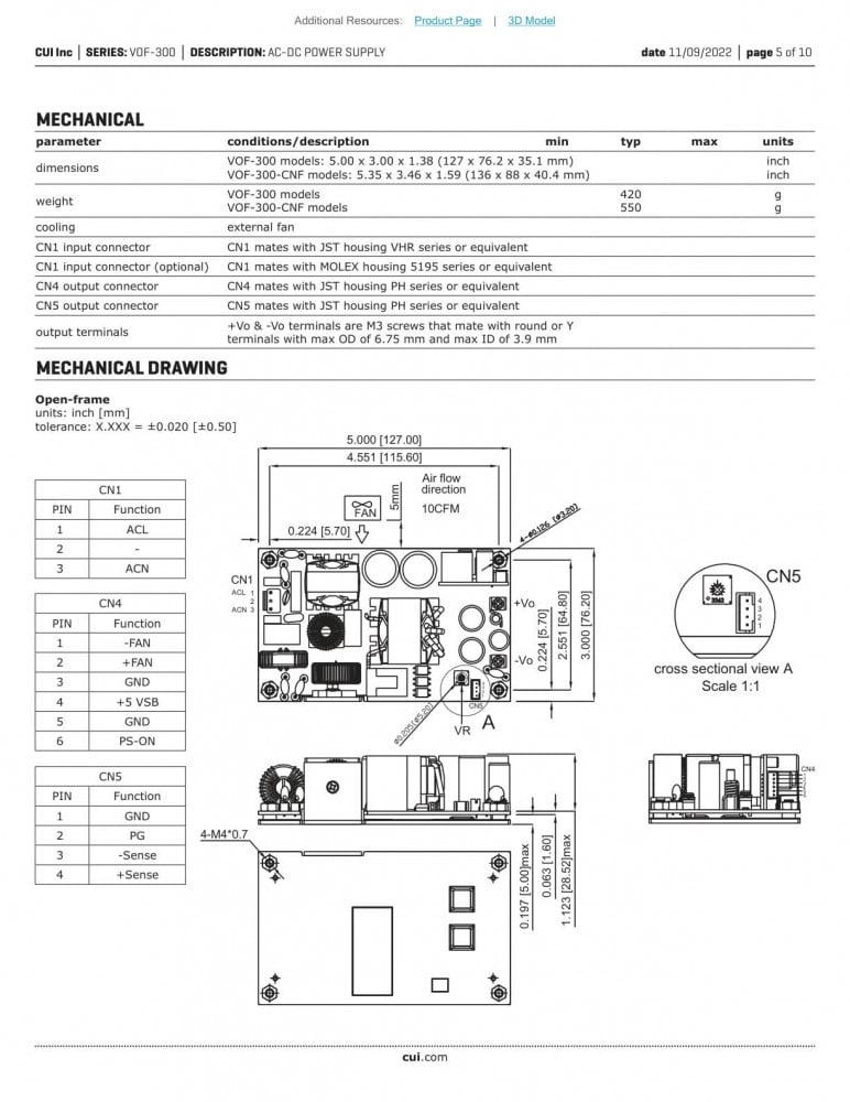 CUI VOF-300-12-CNF datasheet page 5