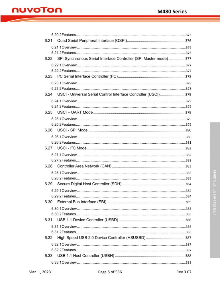 M480 Series datasheet page image 5