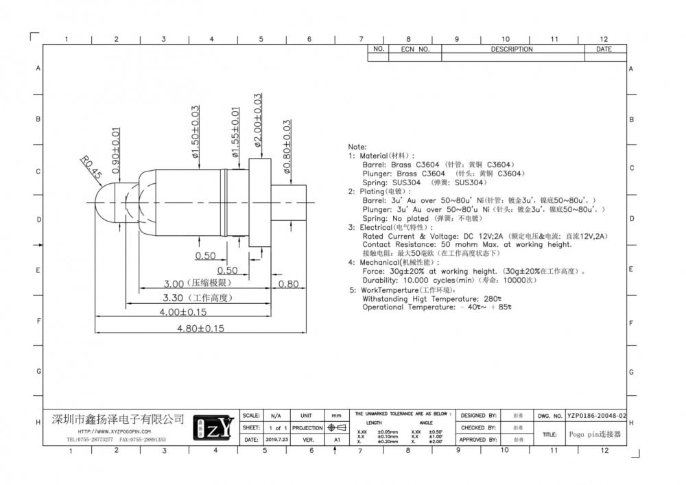 YZP0186-20048-02 specification document page 3