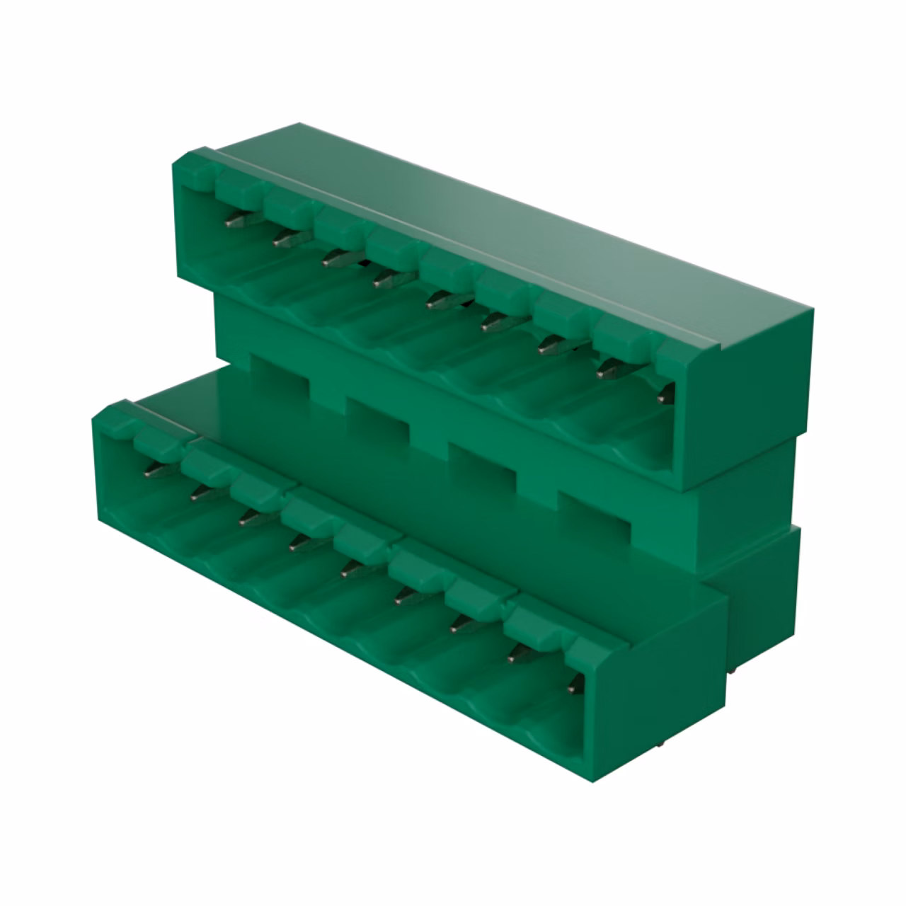 5.00mm Pitch Eurostyle Horizontal Dual Level PCB Header, Closed Ends, Green Housing, 18 Circuits for sale