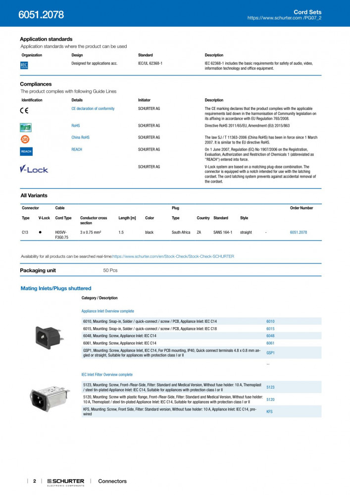 SCHURTER 6051.2078 technical document page 2