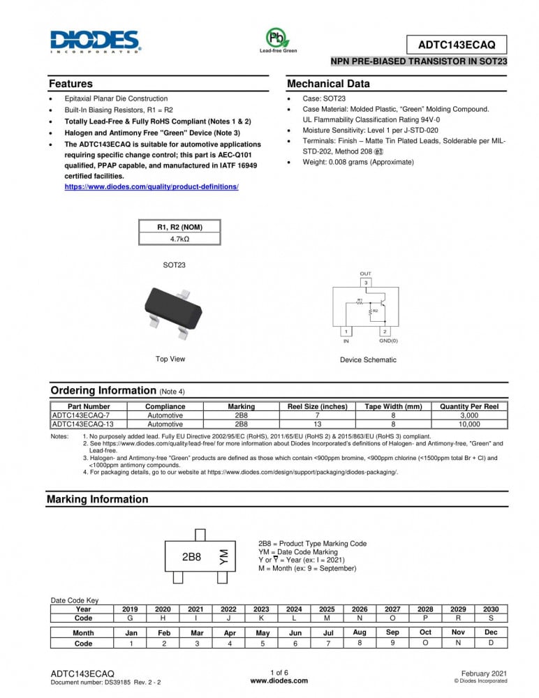 ADTC143ECAQ-7 datasheet page 1