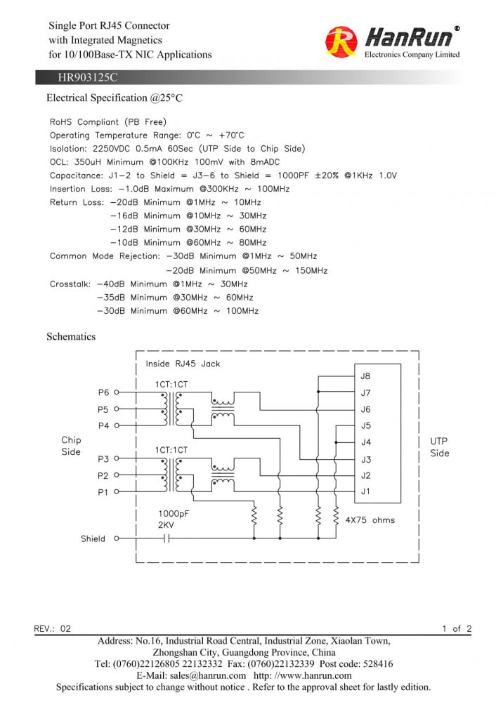 HR903125C datasheet page 1