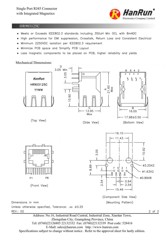 HR903125C datasheet page 2