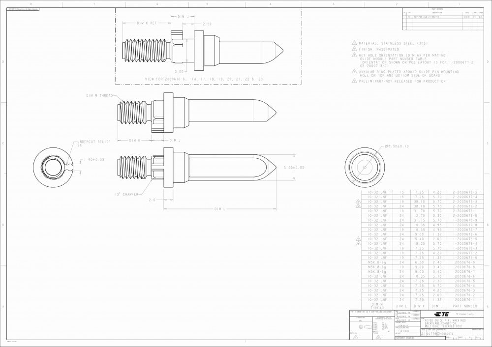 TE Connectivity 2000676-5 technical drawing page 1