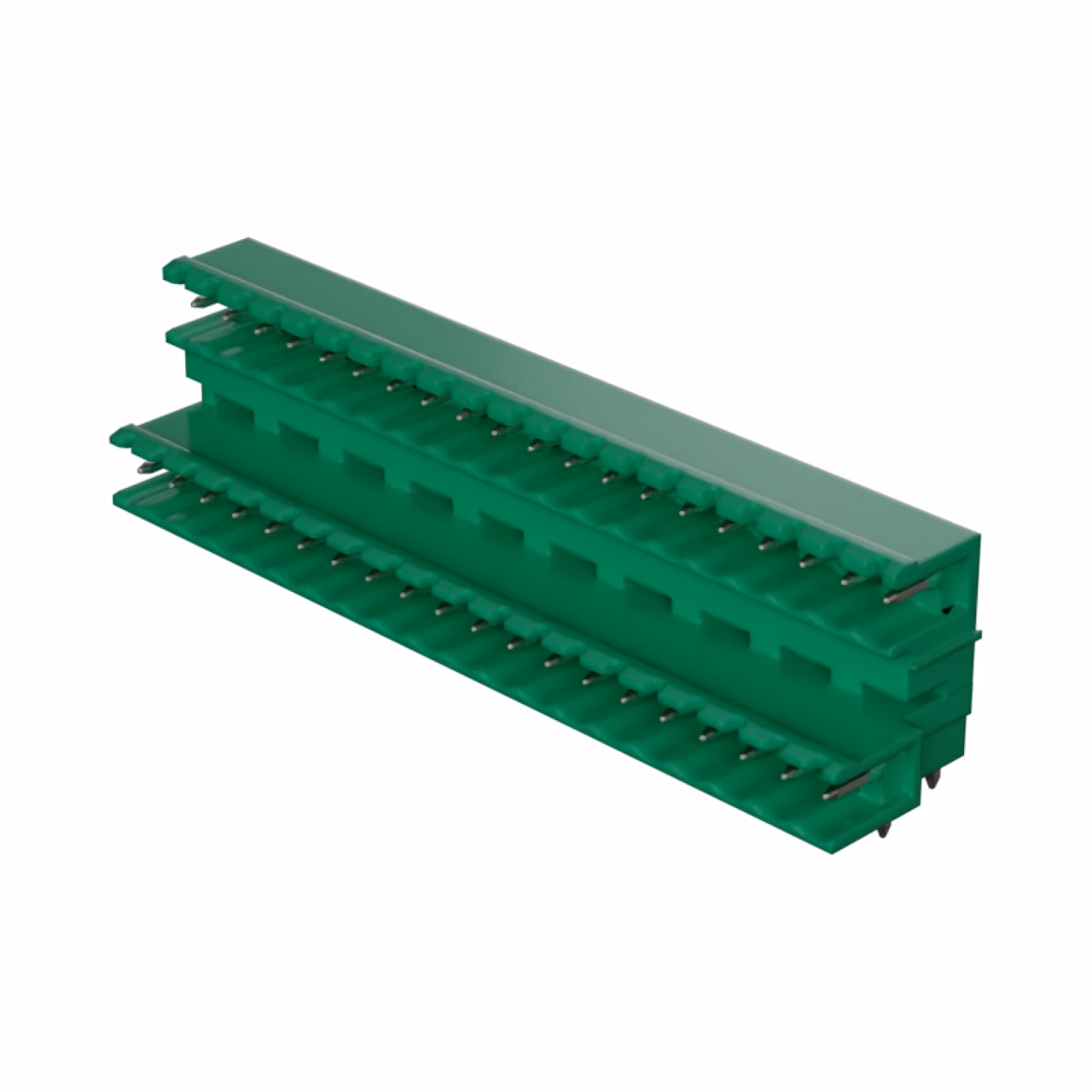 5.00mm Pitch Eurostyle Horizontal Dual Level PCB Header, Open Ends, Green Housing, 40 Circuits for sale