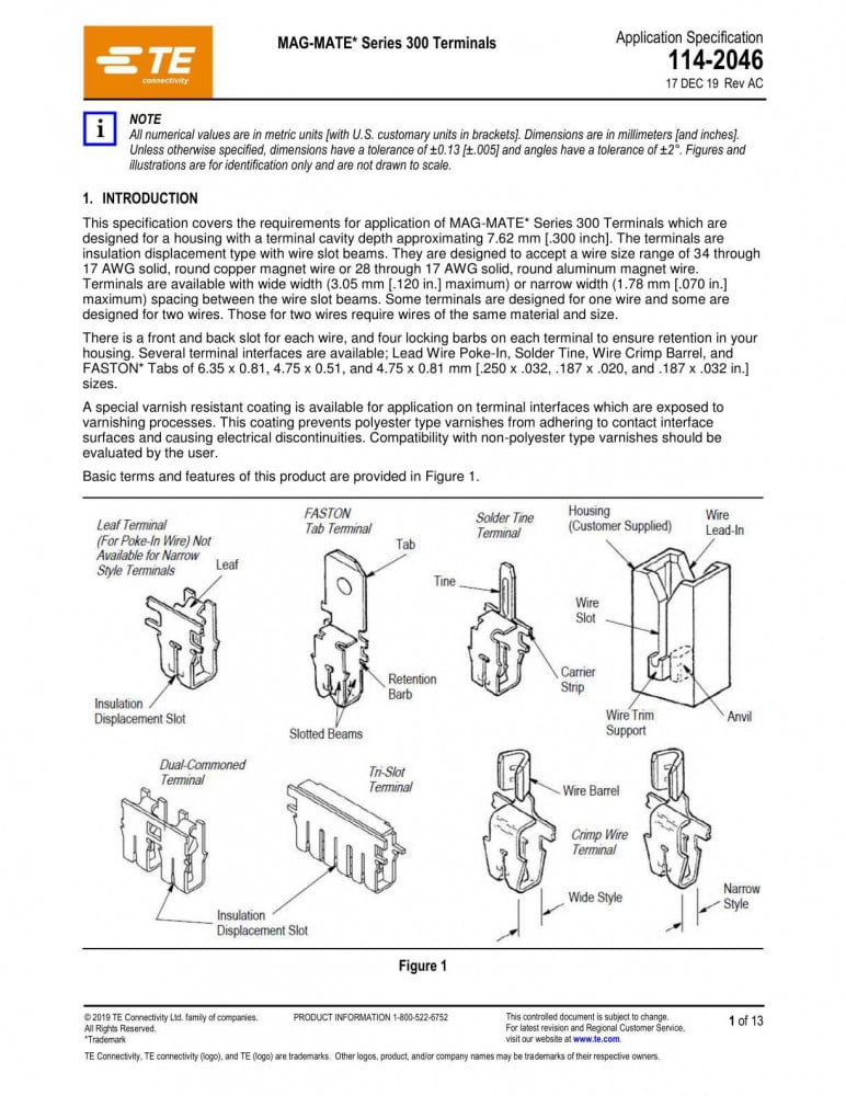 TE Connectivity 63235-1 application specification page 1
