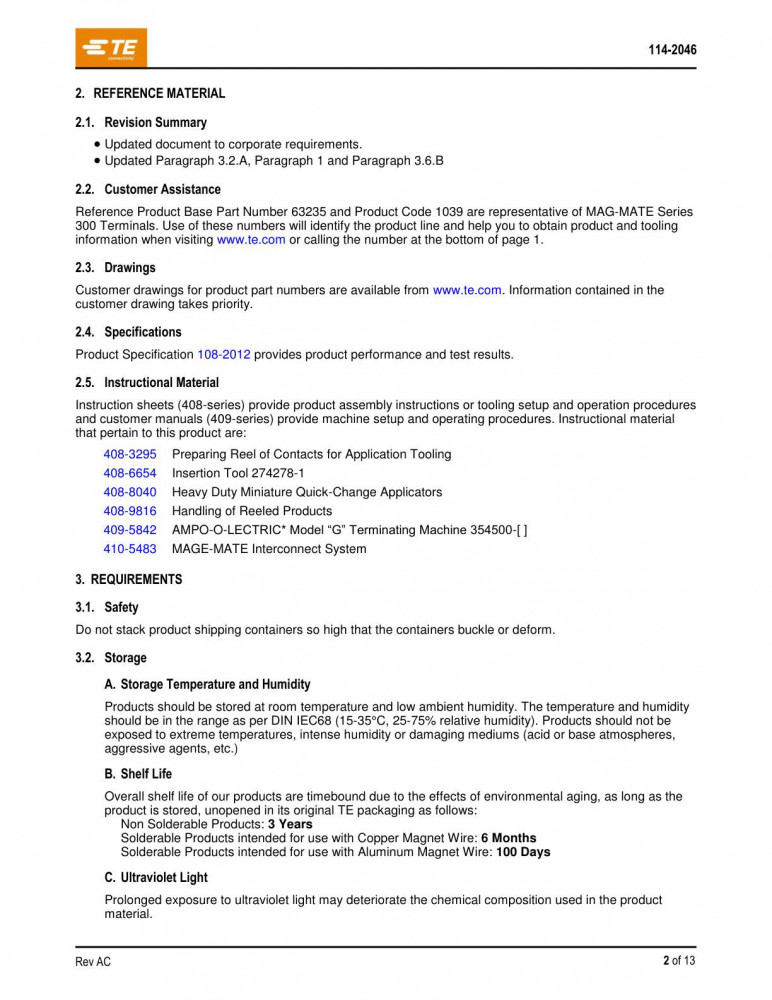 TE Connectivity 63235-1 application specification page 2
